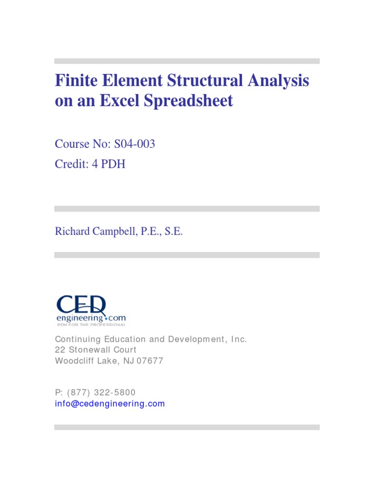 FE Structural Analysis On An Excel R1 | PDF | Spreadsheet | Cartesian ...