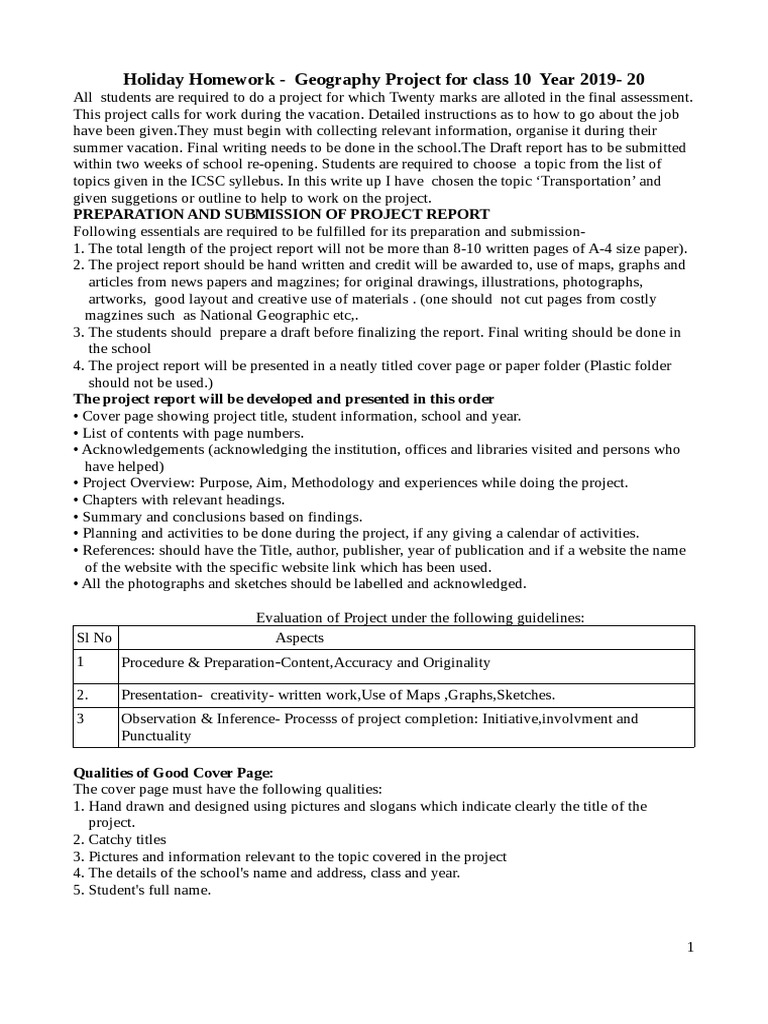 Holiday Homework - Geography Project For Class 10 Year 2019-20 | PDF | Transport | Rail Transport