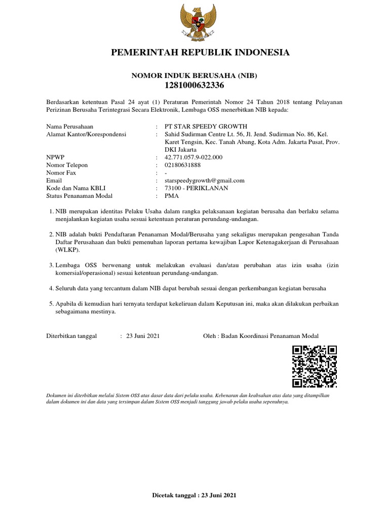 04. 营业登记号 PT SSG NIB SSG | PDF