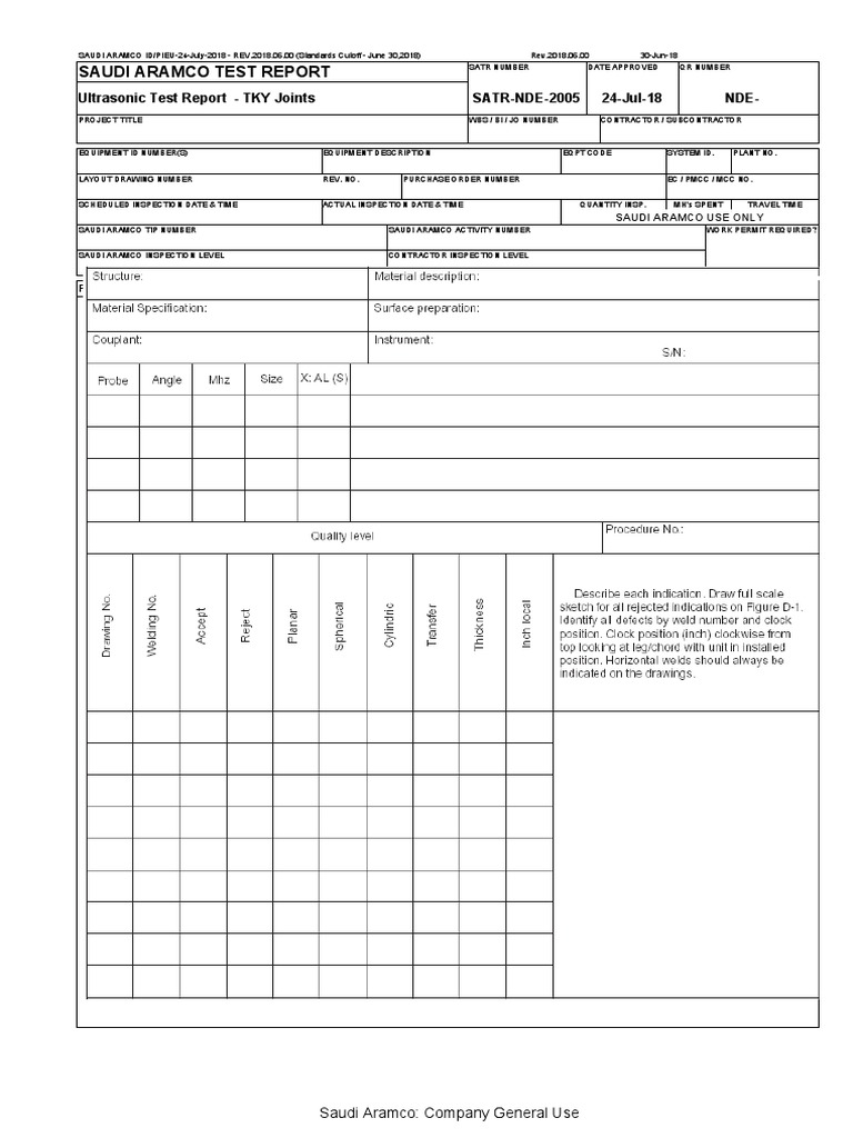 Ultrasonic Test Report for TKY Joints on an Offshore Project | PDF ...