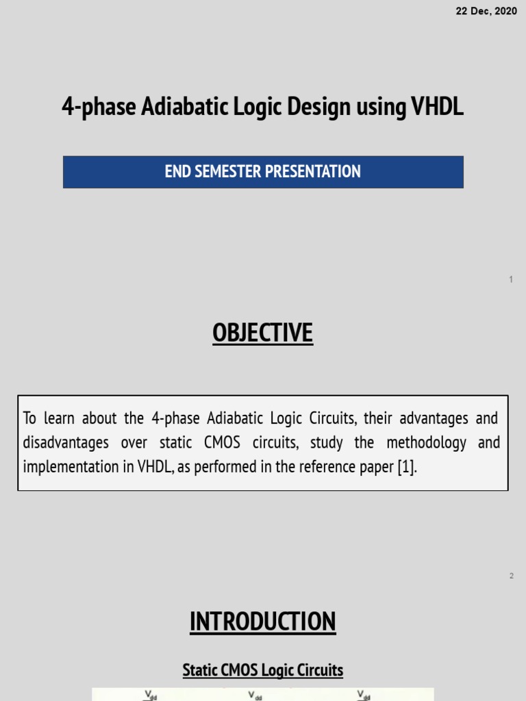 Designing and Simulating 4-Phase Adiabatic Logic Circuits Using VHDL | PDF | Cmos | Electronic ...