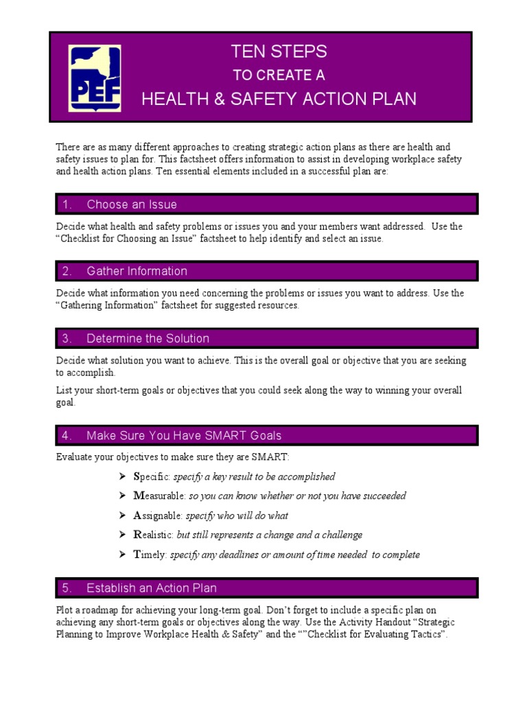 10 Steps To H&S Action Plan | PDF | Goal | Cognition