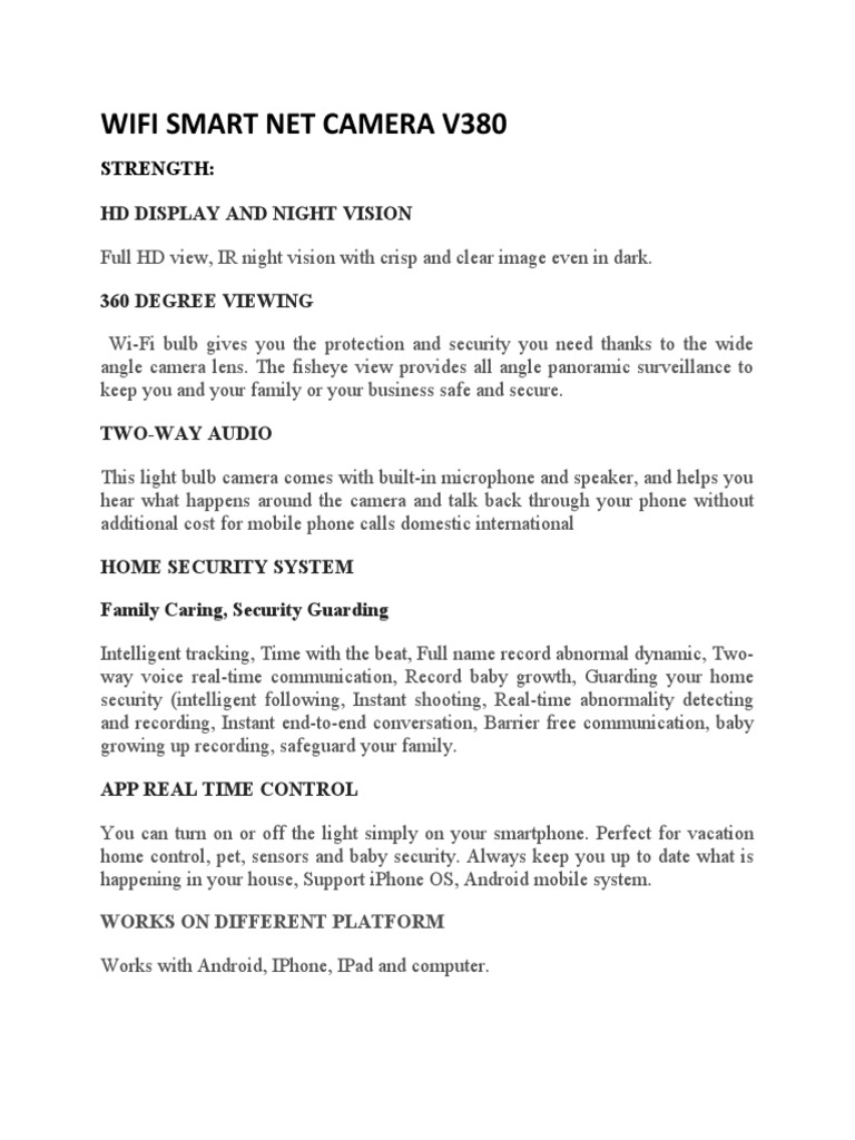 Wifi Smart Net Camera V380 | PDF | I Phone | Ios