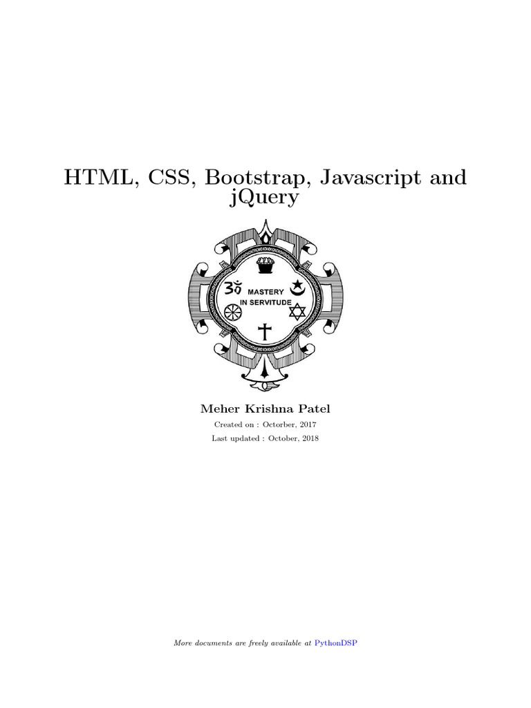 Html Css Bootstrap Javascript And Jquery Meher Krishna Patel Pdf Html Element Html 