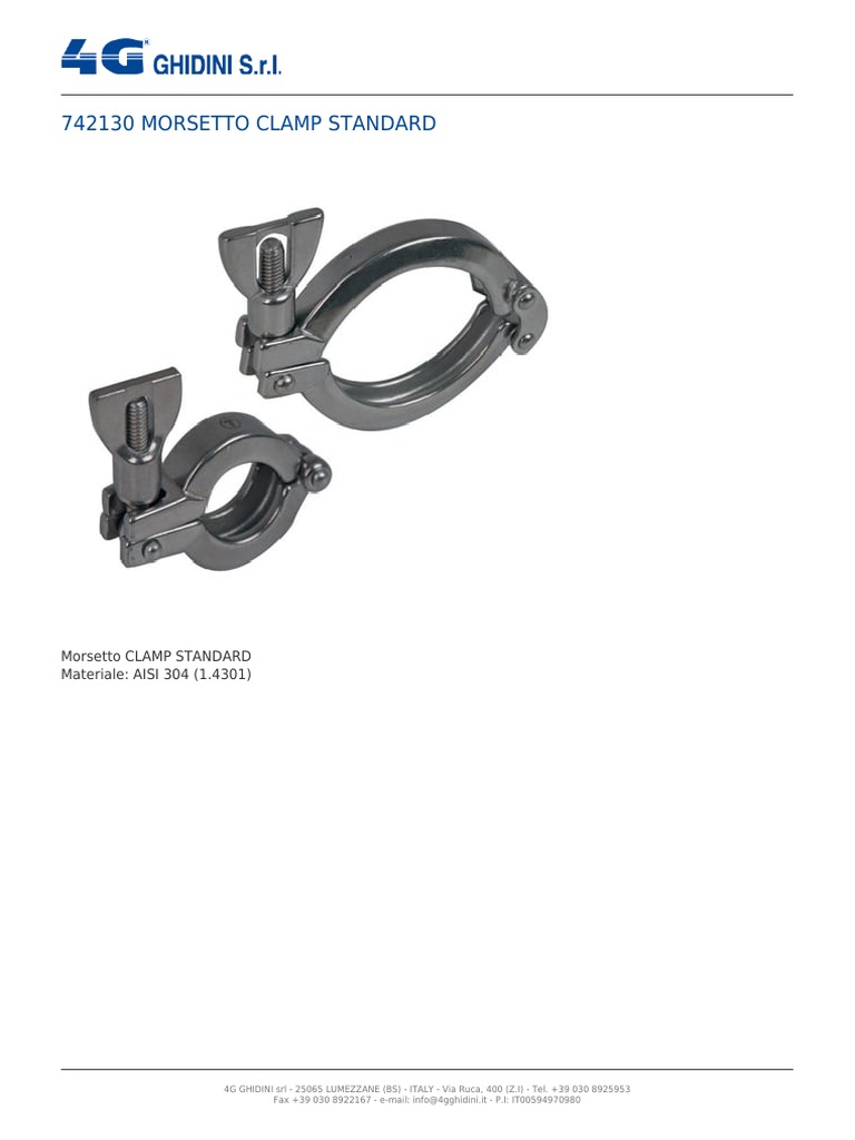 Morsetto Clamp Standard Materiale: AISI 304 (1.4301) | PDF