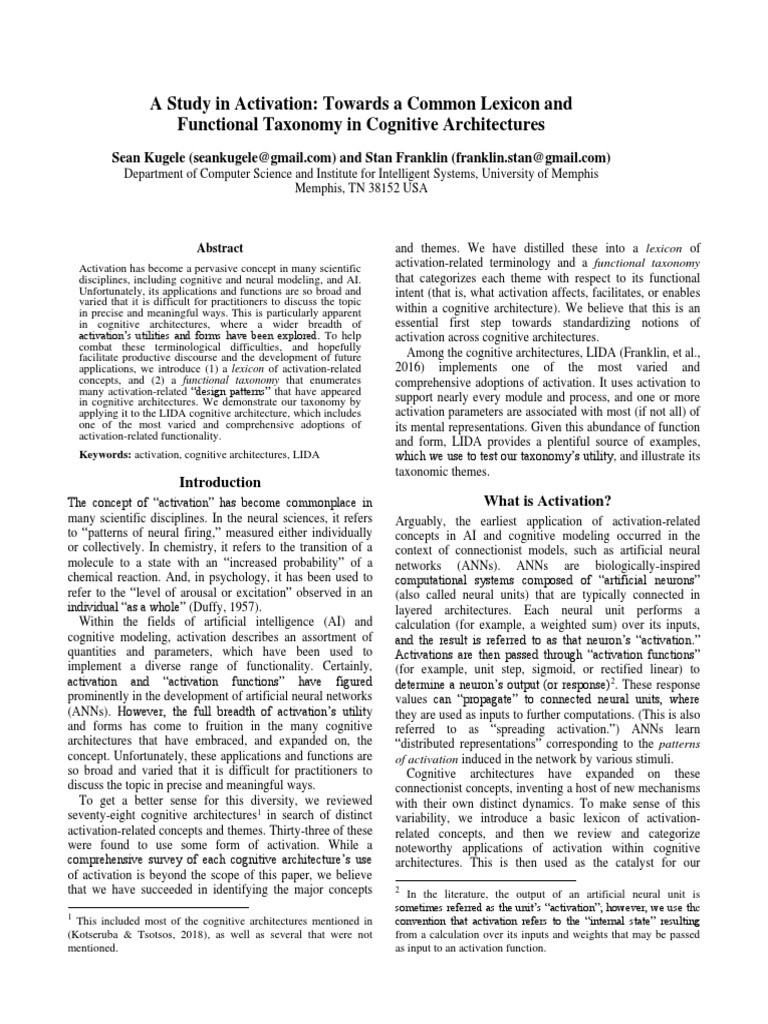 Cognitive Activation Lexicon & Taxonomy | PDF | Perception | Memory