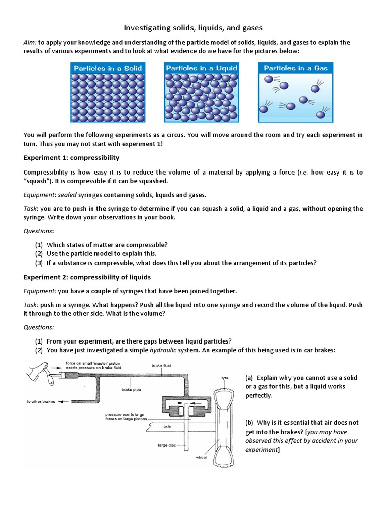 Investigating Solids, Liquids, and Gases: Experiment 1: Compressibility ...