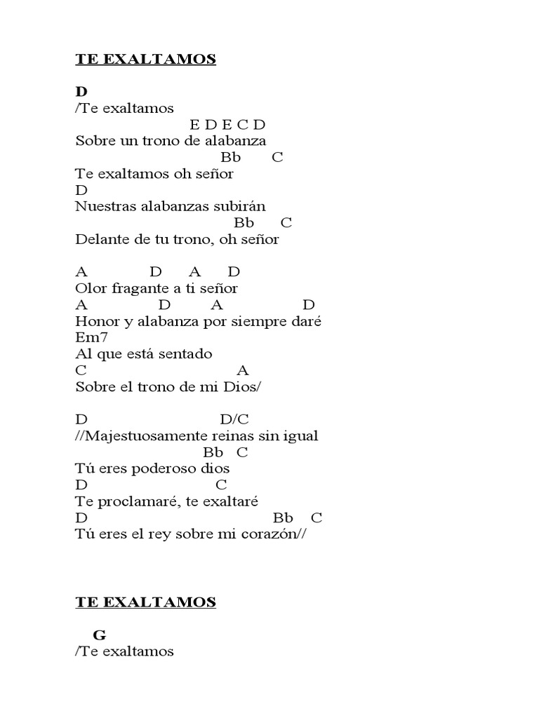 Te Exaltamos: Letra y Acordes | PDF