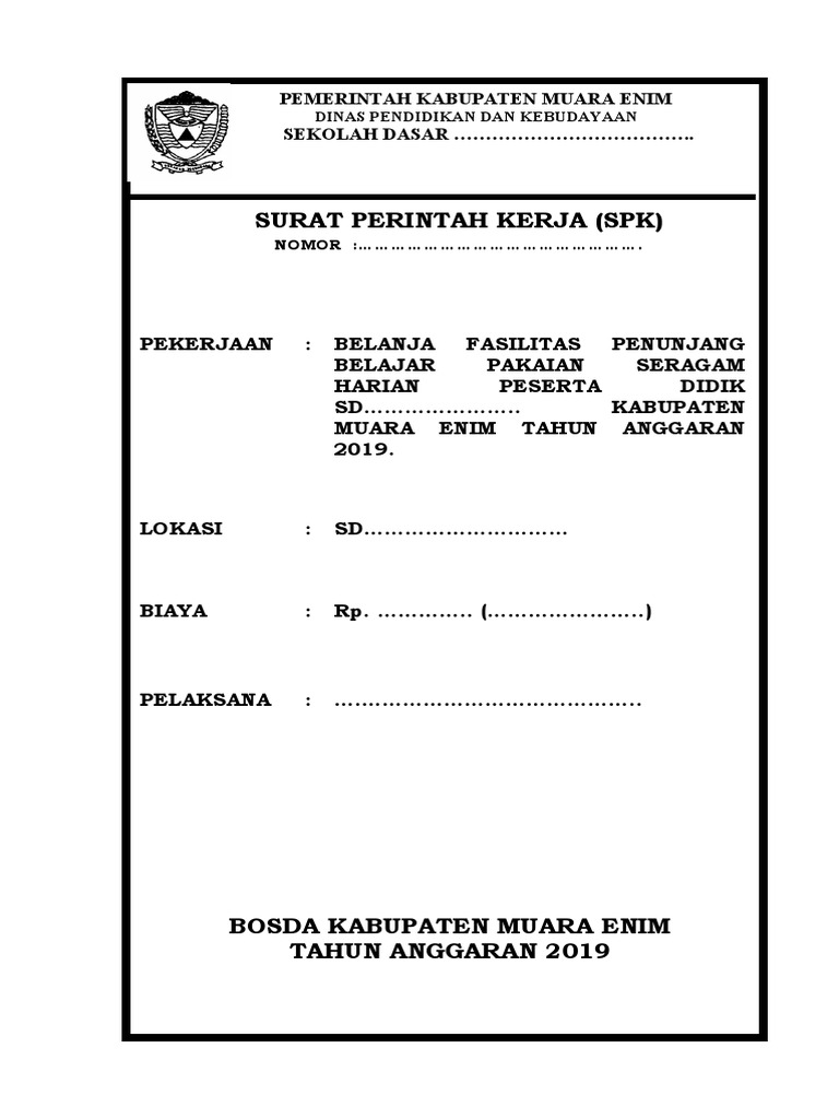 Contoh SPK - Baju Seragam | PDF