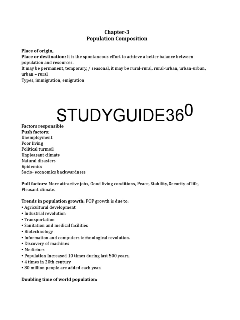 Studyguide360: Chapter-3 Population Composition | PDF | Economic Growth ...