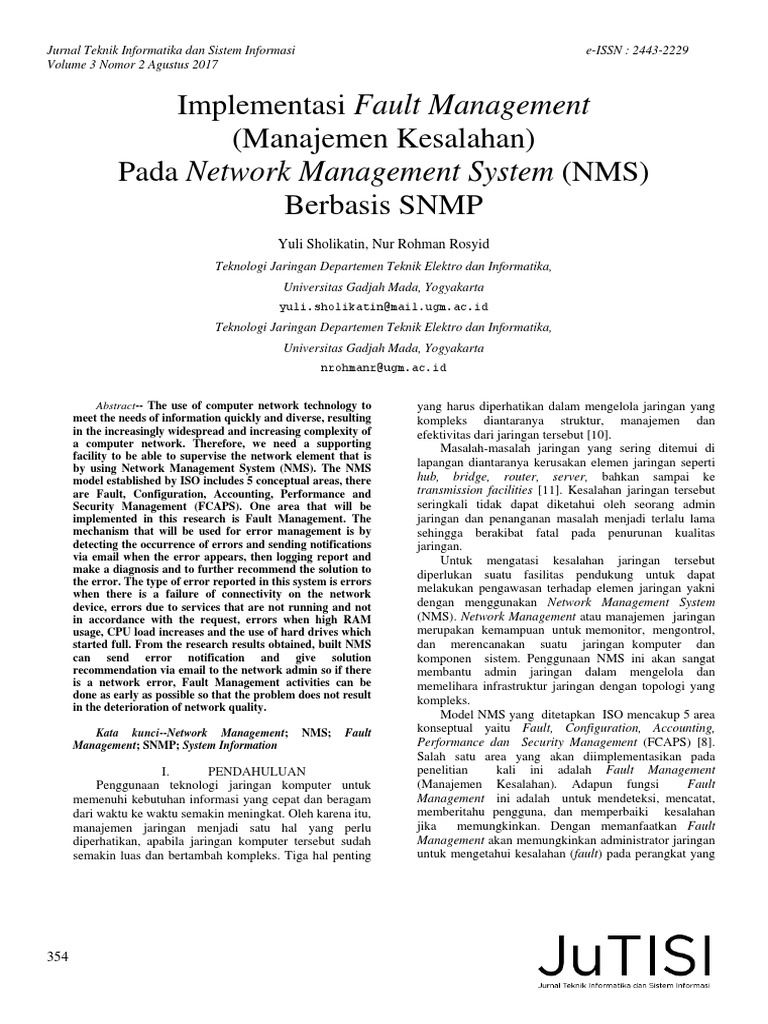 Implementasi Fault Management (Manajemen Kesalahan) Pada Network ...
