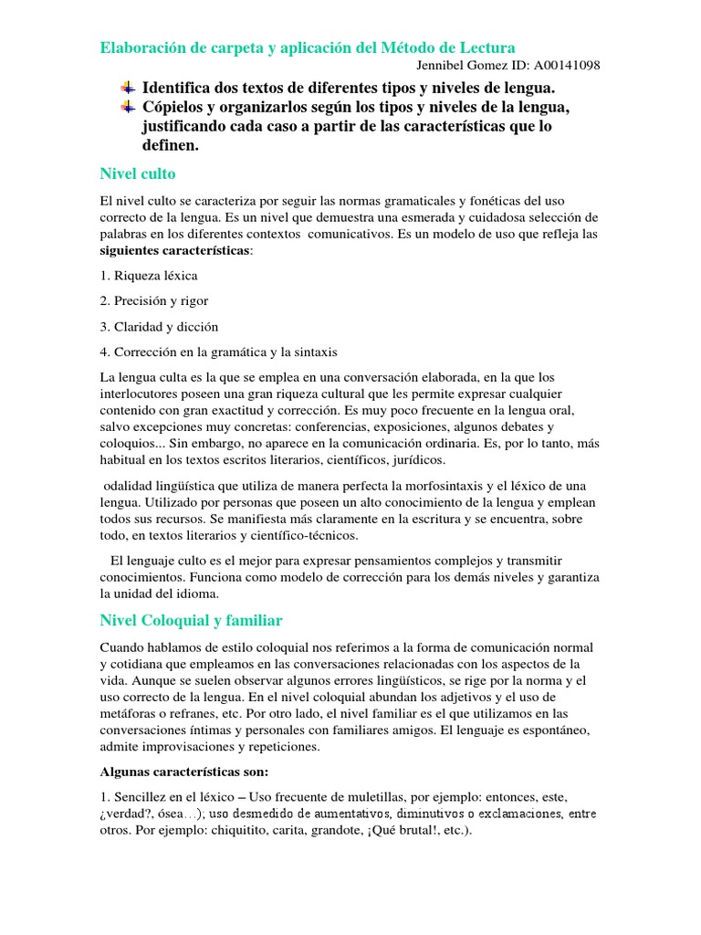 Elaboracion de Carpeta y Aplicacion Del Metodo de Lectura | Descargar ...