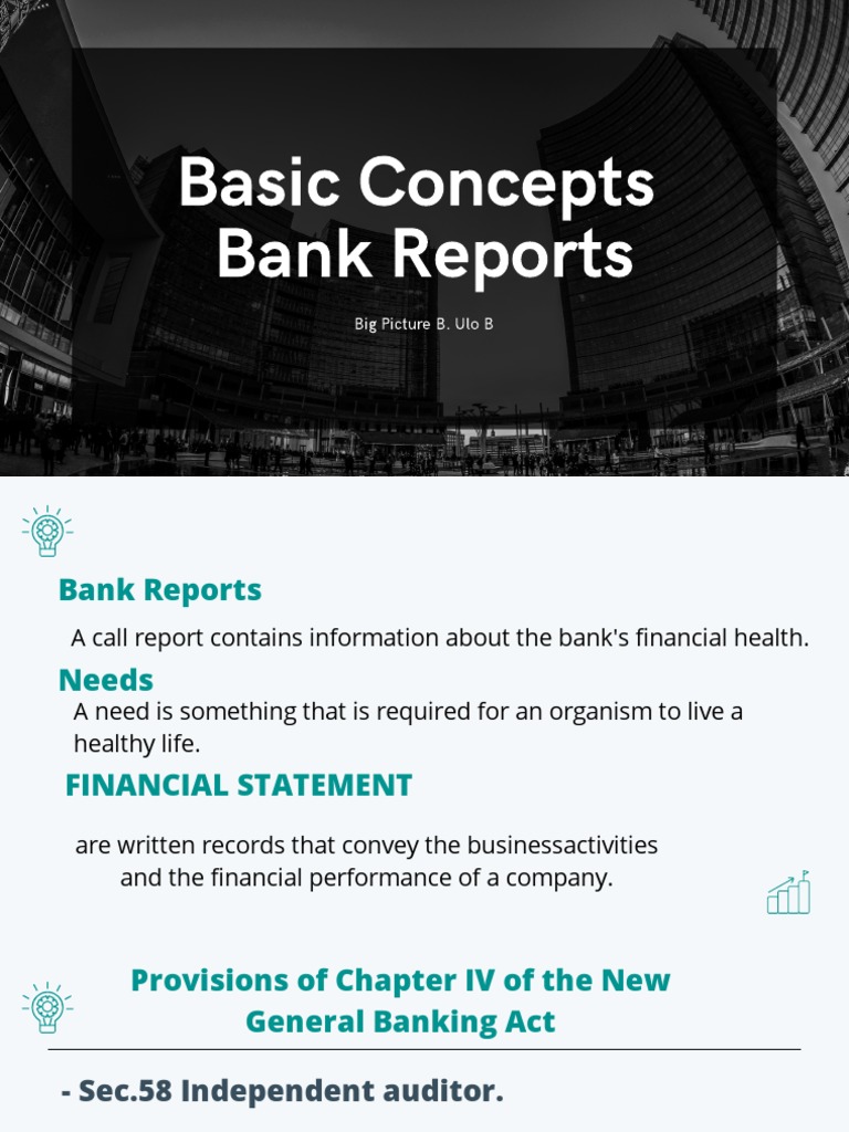 Basic Concepts Bank Reports: Big Picture B. Ulo B | PDF | Banks ...