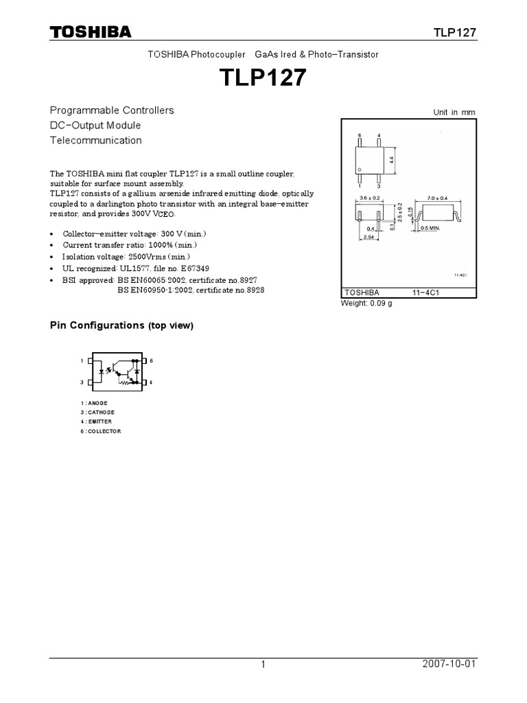 Datasheet TLP127 | PDF | Reliability Engineering | Safety
