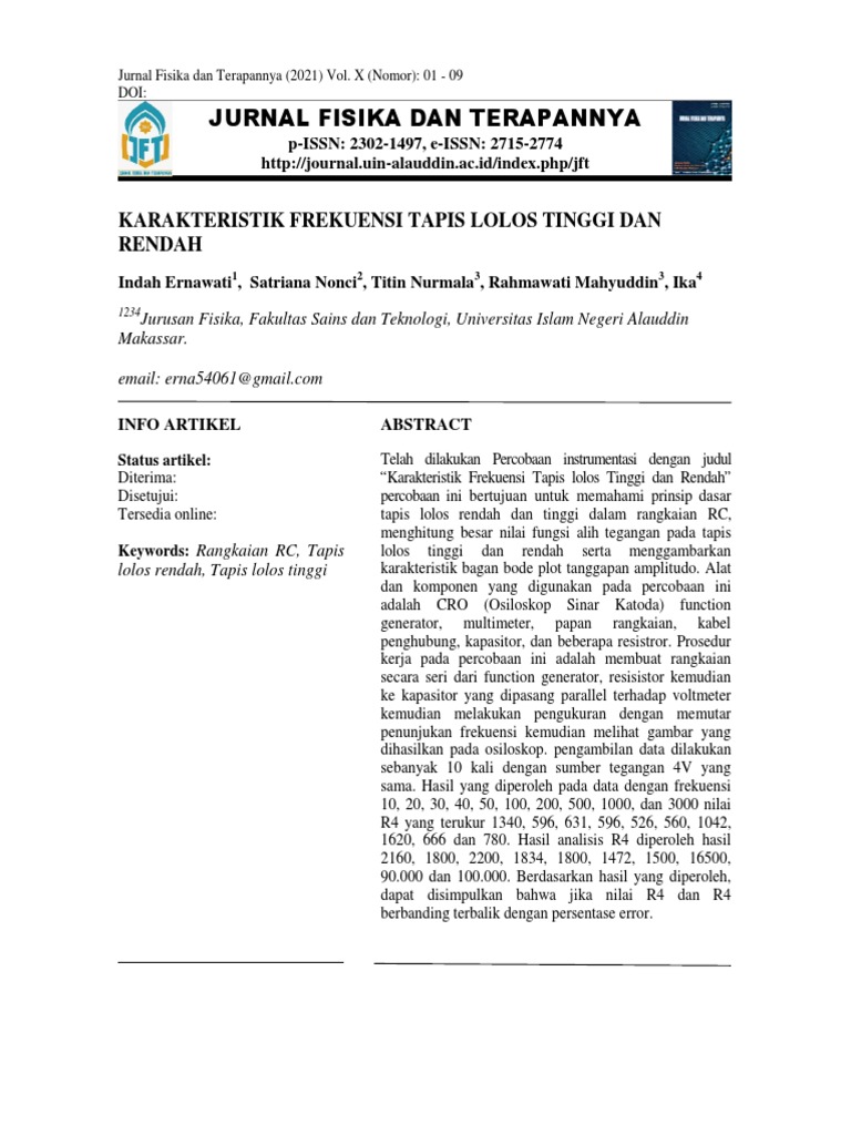 Jurnal Tapis Lolos Rendah Indah Wo JFT | PDF