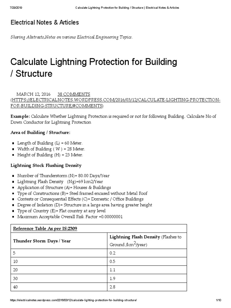 Calculate Lightning Protection For Building - Structure - Electrical ...