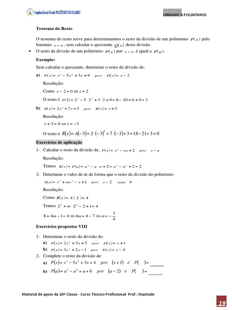Teorema Do Resto | PDF