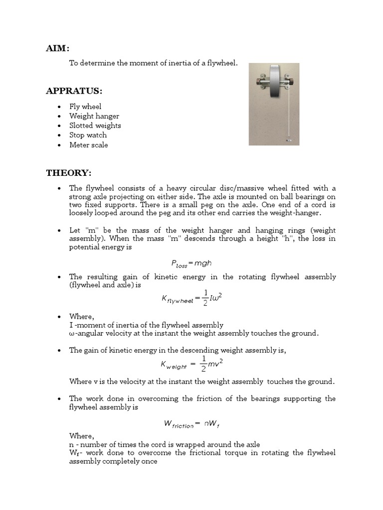Determining the Moment of Inertia of a Flywheel Through Experimentation ...