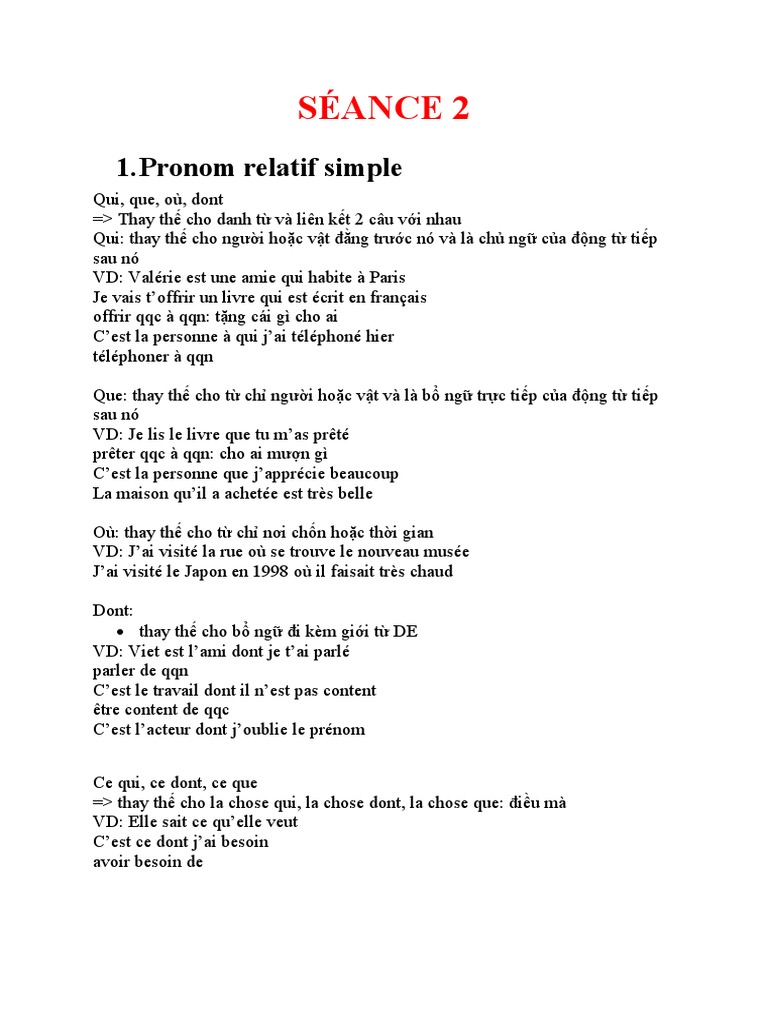Séance 2 | PDF | Grammaire | Typologie linguistique