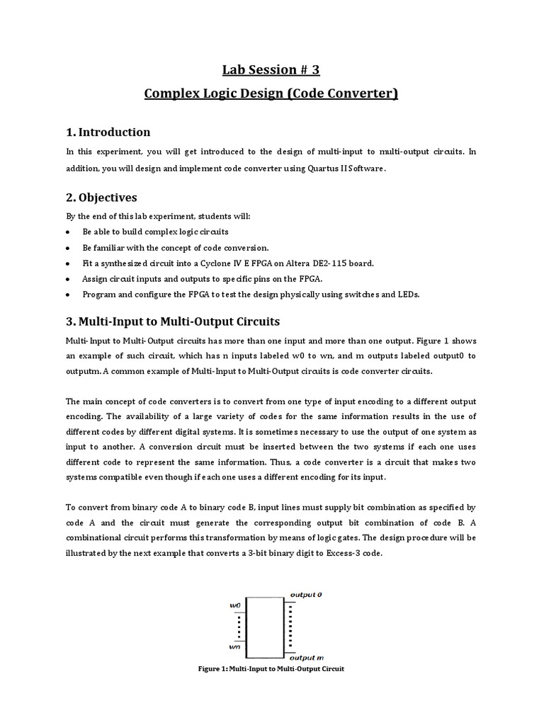 Lab Session # 3 Complex Logic Design (Code Converter) : Figure 1: Multi ...