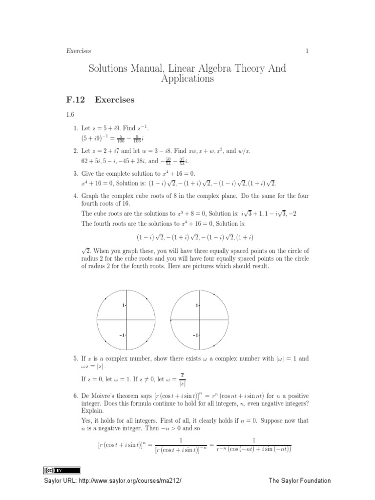 Solutions Manual, Linear Algebra Theory and Applications (PDFDrive ...