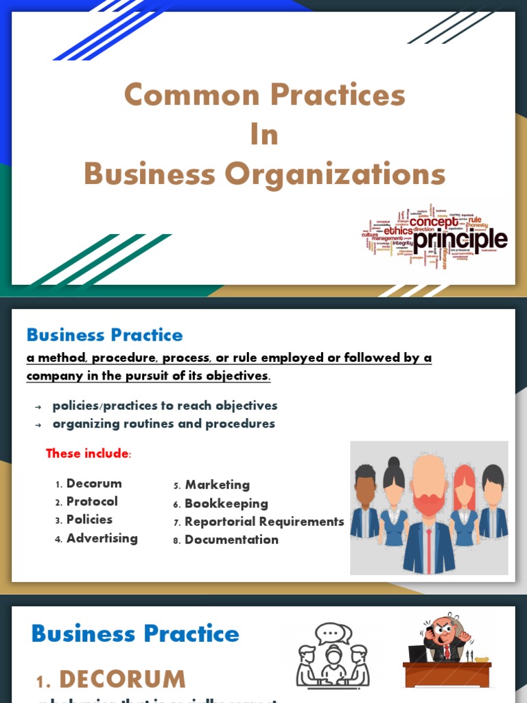 Common Practices in Business Organizations | PDF | Financial Statement ...