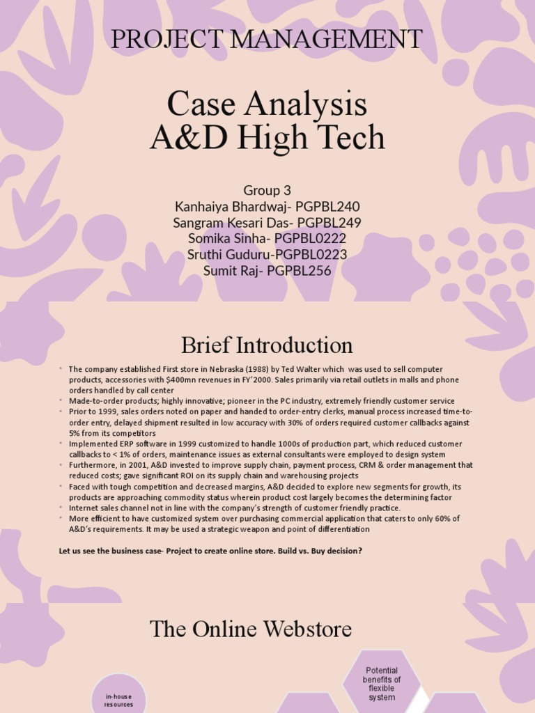Project Management: Case Analysis A&D High Tech | PDF | Online Shopping ...