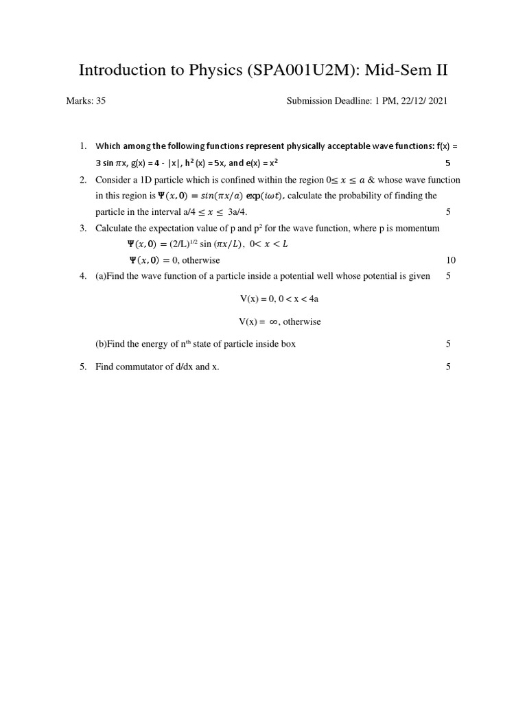 Introduction To Physics Mid Sem | PDF