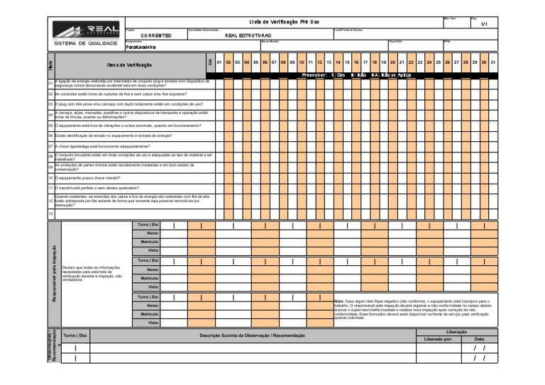 Check List - Parafusadeira | PDF