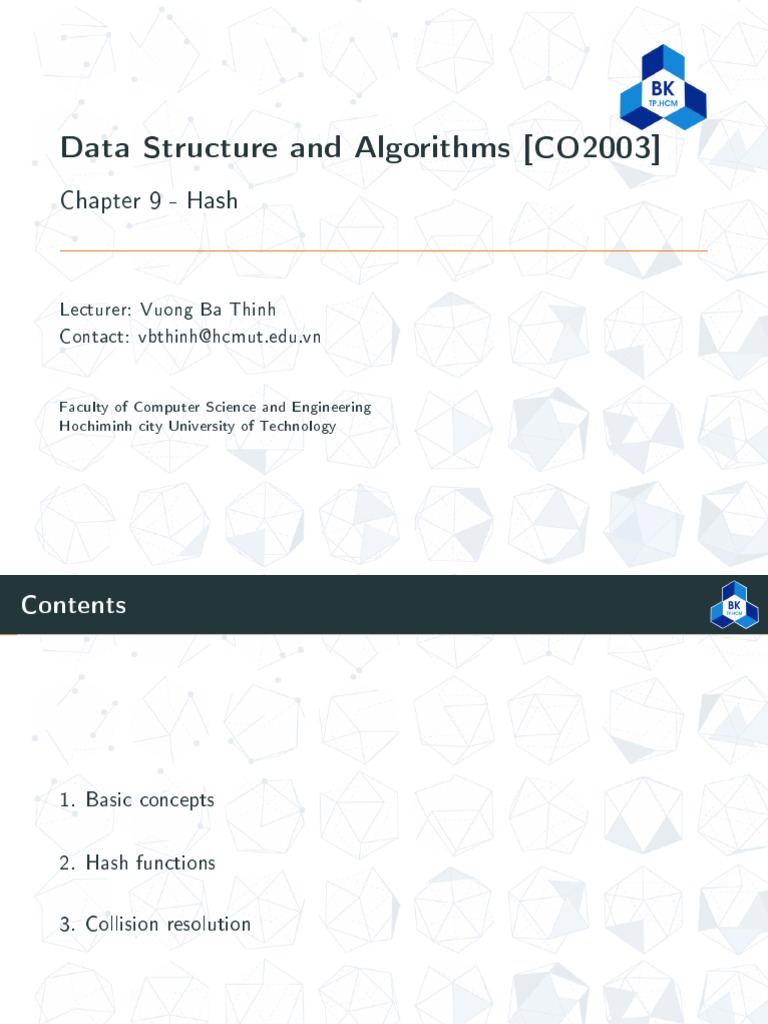 Hashing Chapter from Data Structures Course | PDF | Computer Data | Mathematics