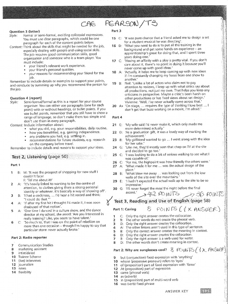 CAE Test 3 Answers Pearson | PDF