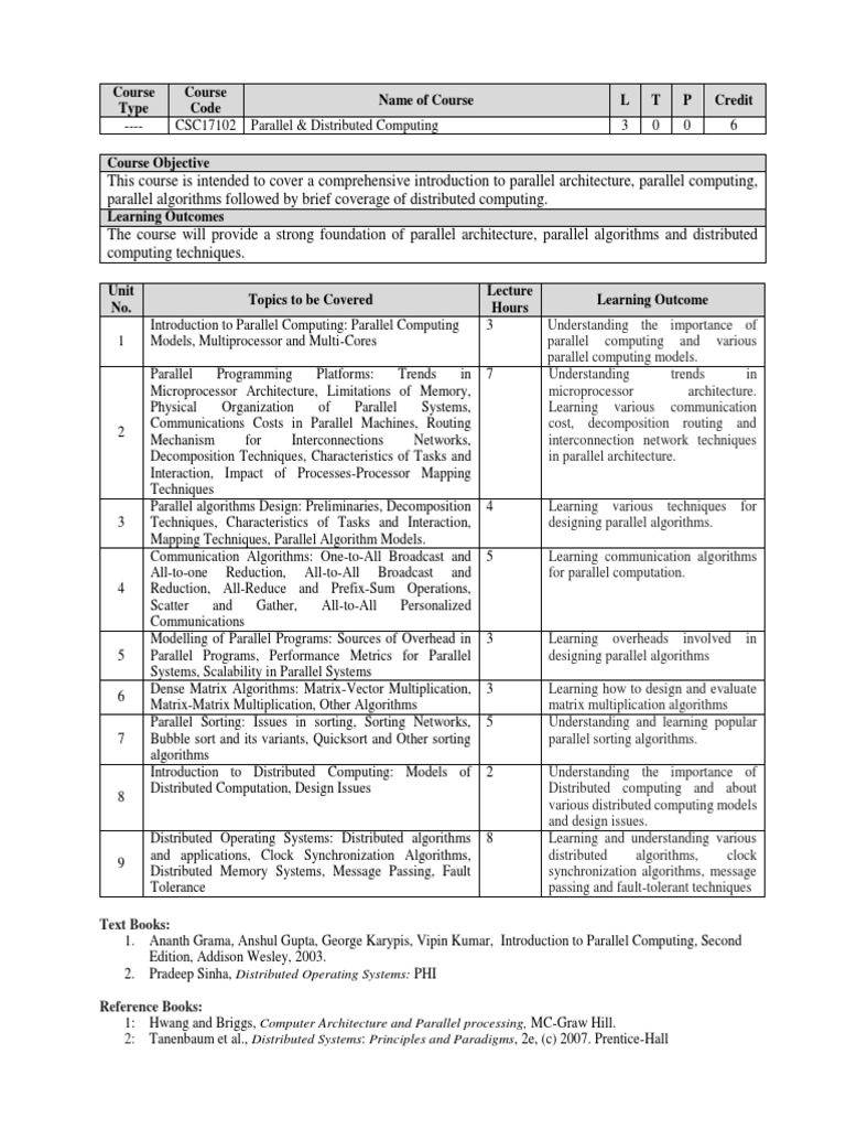 .Lecture Plan | PDF | Parallel Computing | Distributed Computing