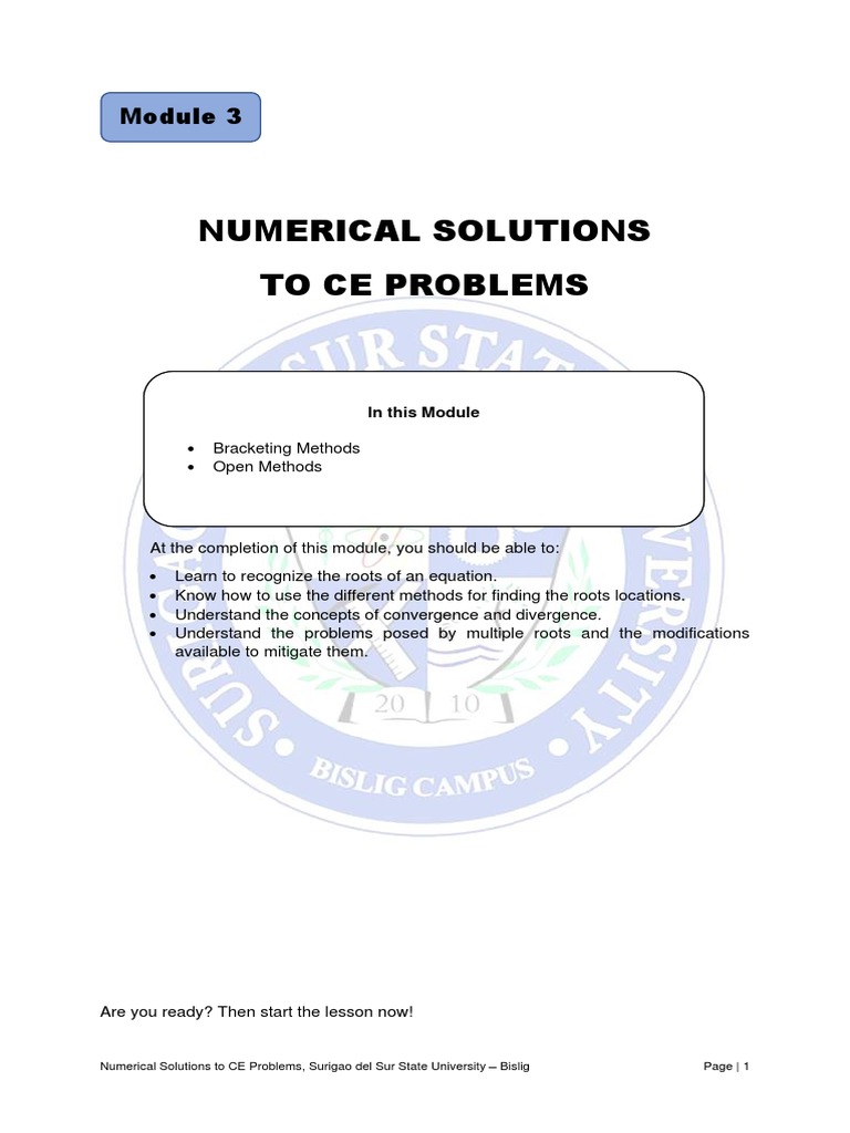Module 3 - Roots of An Equation (Bracketing and Open Methods) | PDF ...