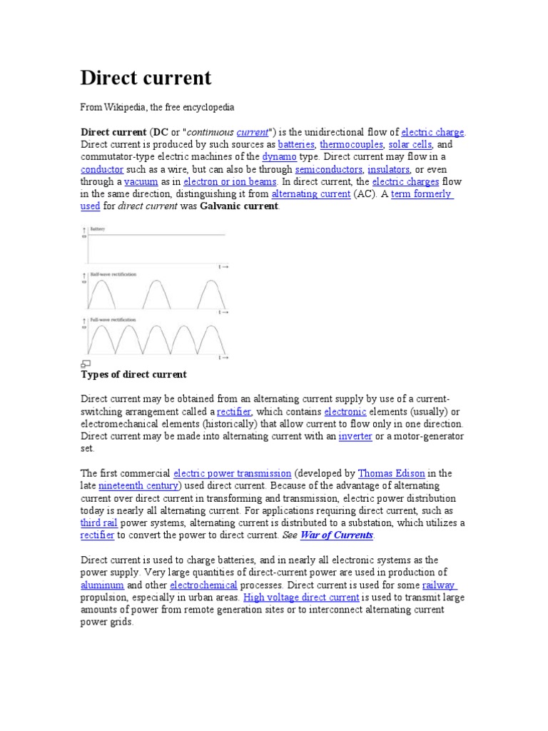 Direct Current (DC or "Continuous | PDF | Direct Current | Electric Motor