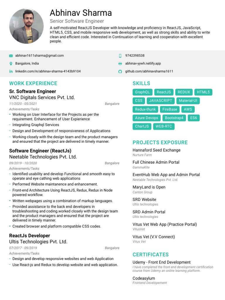 Abhinav's Resume | PDF | Web Application | World Wide Web