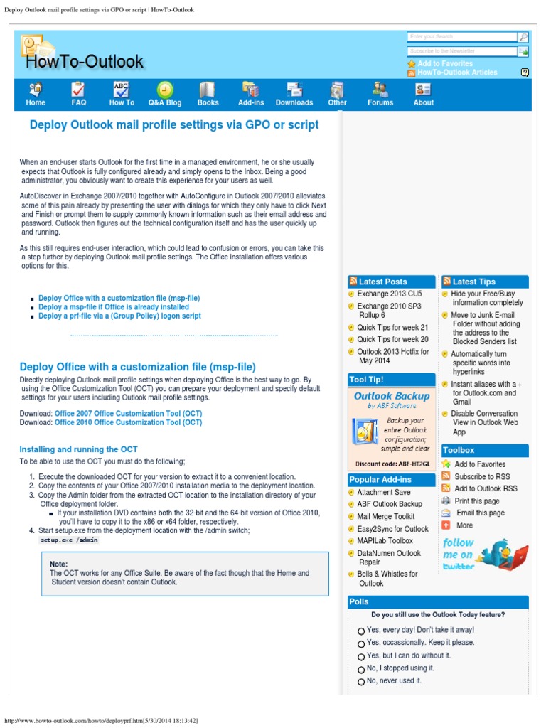 Deploy Outlook Mail Profile Settings Via GPO or Script - HowTo-Outlook ...