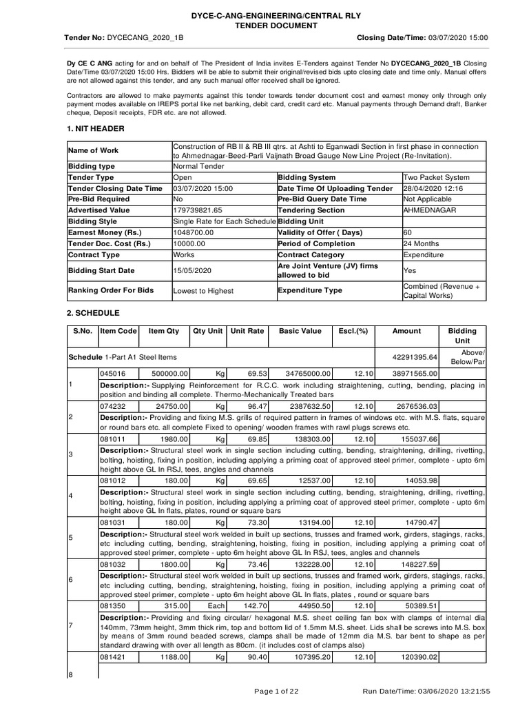 Ireps Tender 3 | PDF | Concrete | Masonry