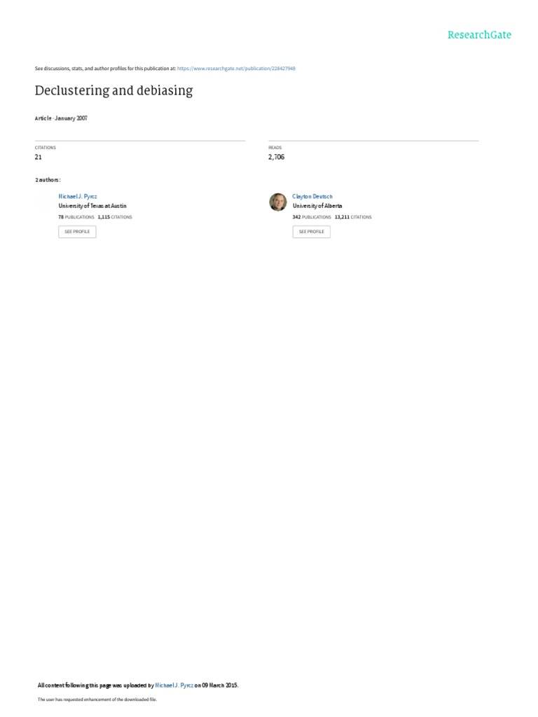 Declustering and Debiasing: January 2007 | PDF | Correlation And ...
