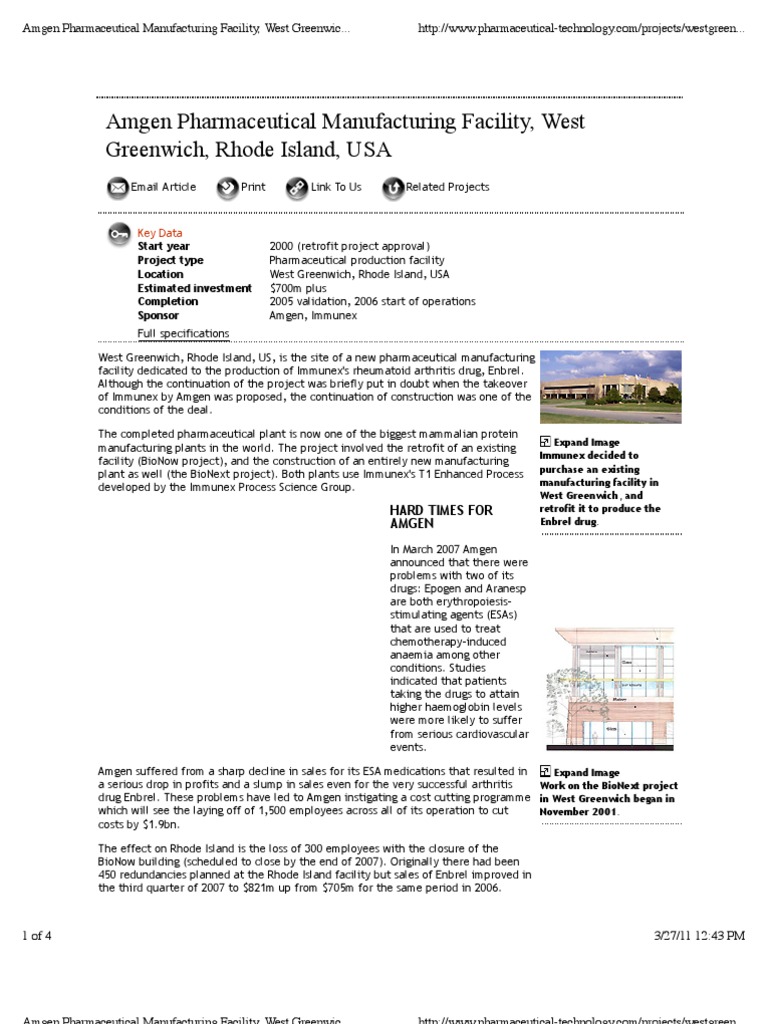 Amgen Pharmaceutical Manufacturing Facility, West Greenwich Rhode ...