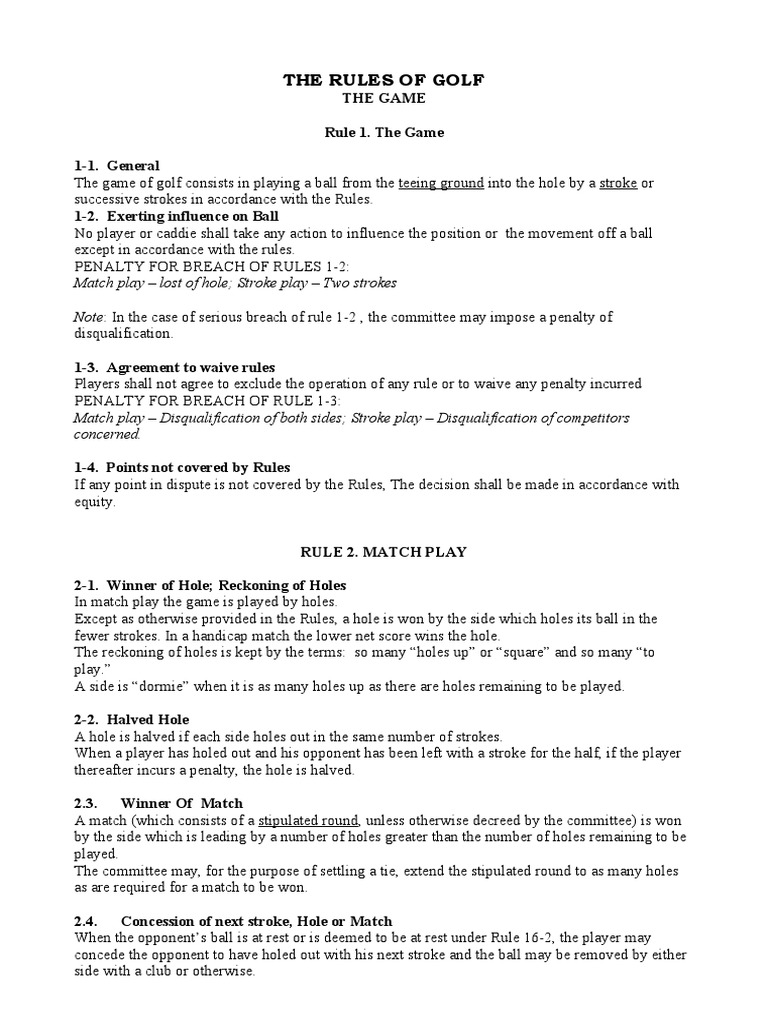 The Rules of Golf | PDF | Golf Course | Ball Games