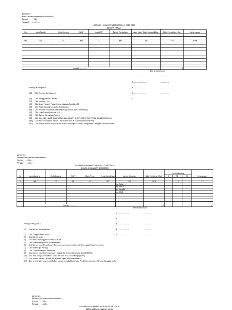 Lampiran Pembinaan Dan Pengawasan Aset Desa 2021 | PDF