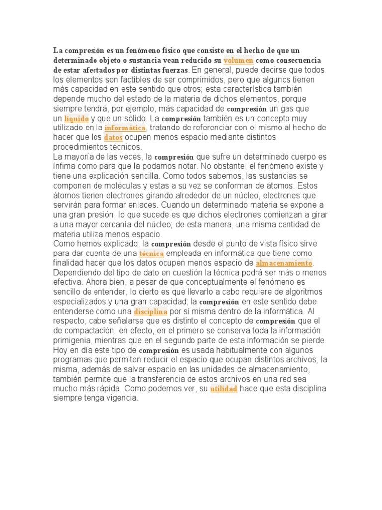 La Compresión Es Un Fenómeno Físico Que Consiste en El Hecho de Que Un ...