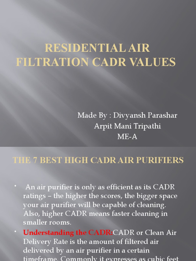 CADR Values Residential Air Filtration | PDF | Chemistry | Materials