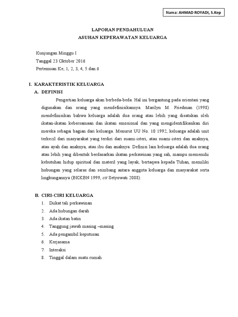 Laporan Pendahuluan Askep Keluarga | PDF