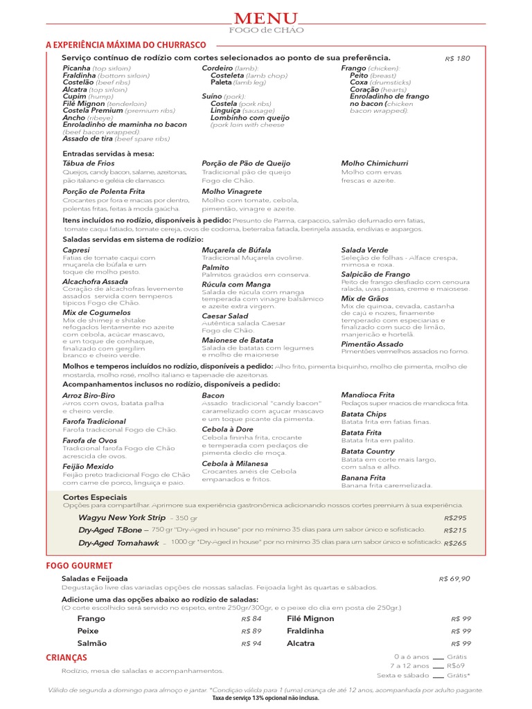 Menu para Fogo de Chão 2021 | PDF | Culináriar | Maionese
