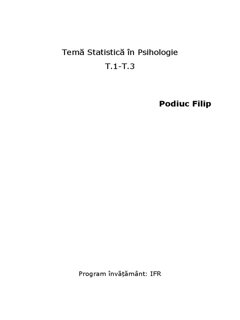 Filip Podiuc Tema Statistica (T.1-3) | PDF