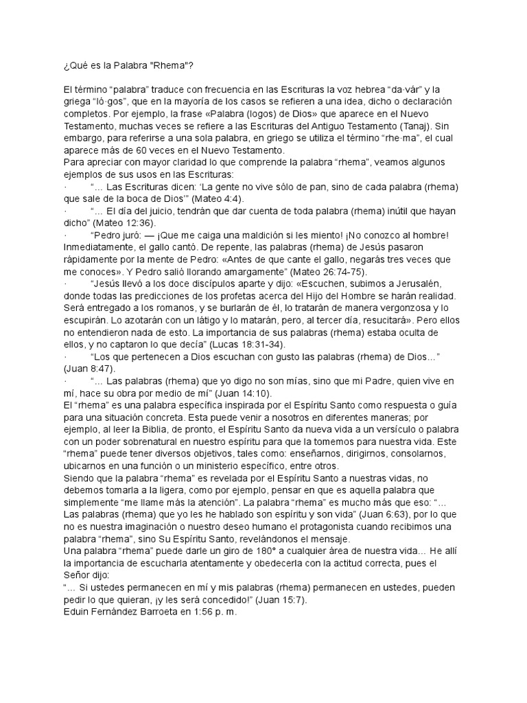 ¿Qué Es La Palabra - Rhema | PDF | Biblia | espíritu Santo