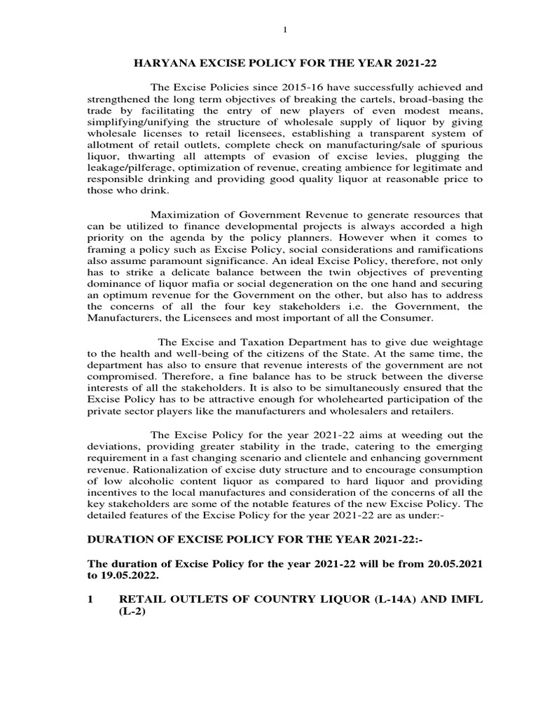 Excise Policy 2021-22 | PDF | License | Excise