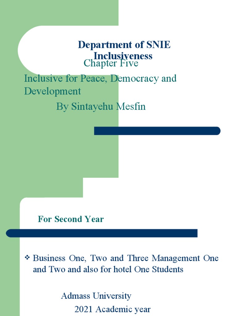 Department of SNIE Inclusiveness: Chapter Five Inclusive For Peace ...