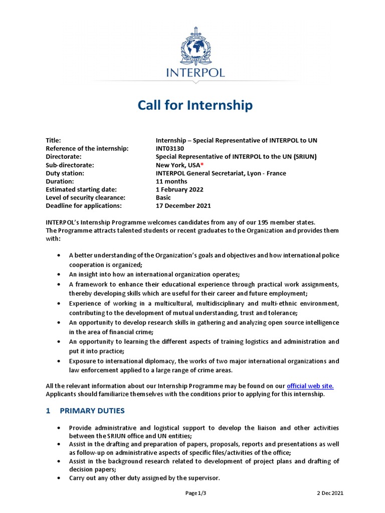 Call For Internship | PDF | Internship | Job Hunting